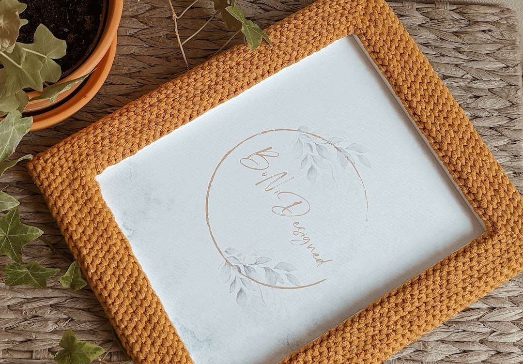 Handcrafted Photo Frame / Crochet Boho Picture Wall Decor / Decorate ...