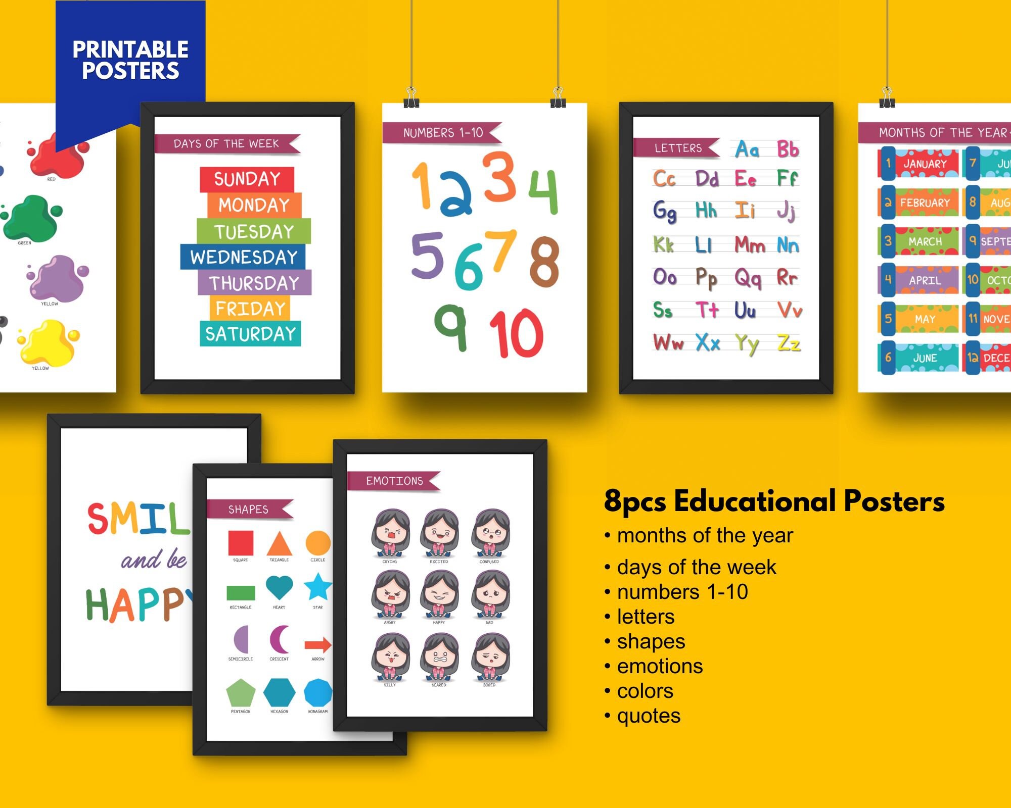 Educational Poster for Kids, Set Educational Posters, Quotes ...