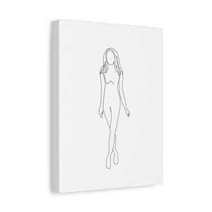 Female Figure Line Art Matte Canvas, Minimalist Living Room Decor ...