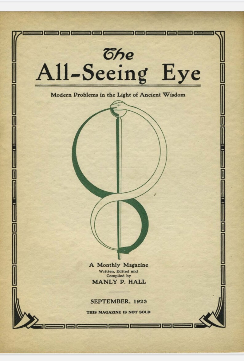 All Seeing Eye Journal - Manly P. Hall, Esoteric Publication (digital ...