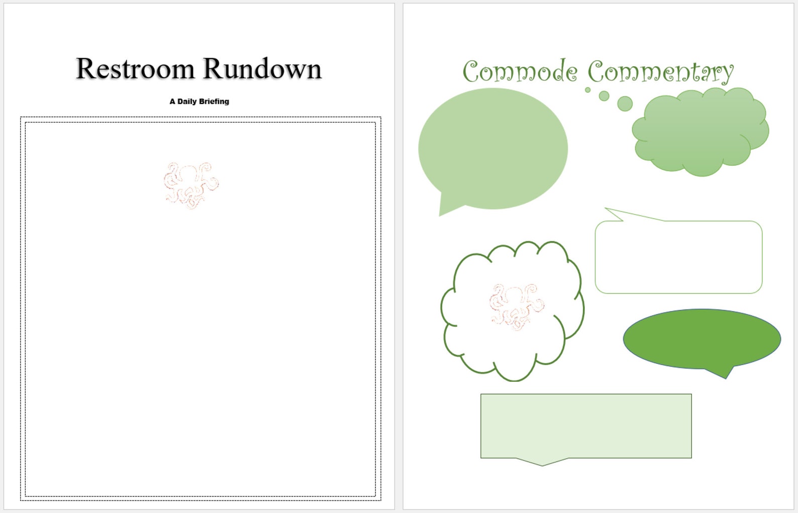 Bathroom Bulletin- Toilet Talk - Printable Newsletter Template - Etsy