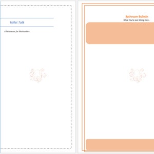 Bathroom Bulletin- Toilet Talk - Printable Newsletter Template - Etsy