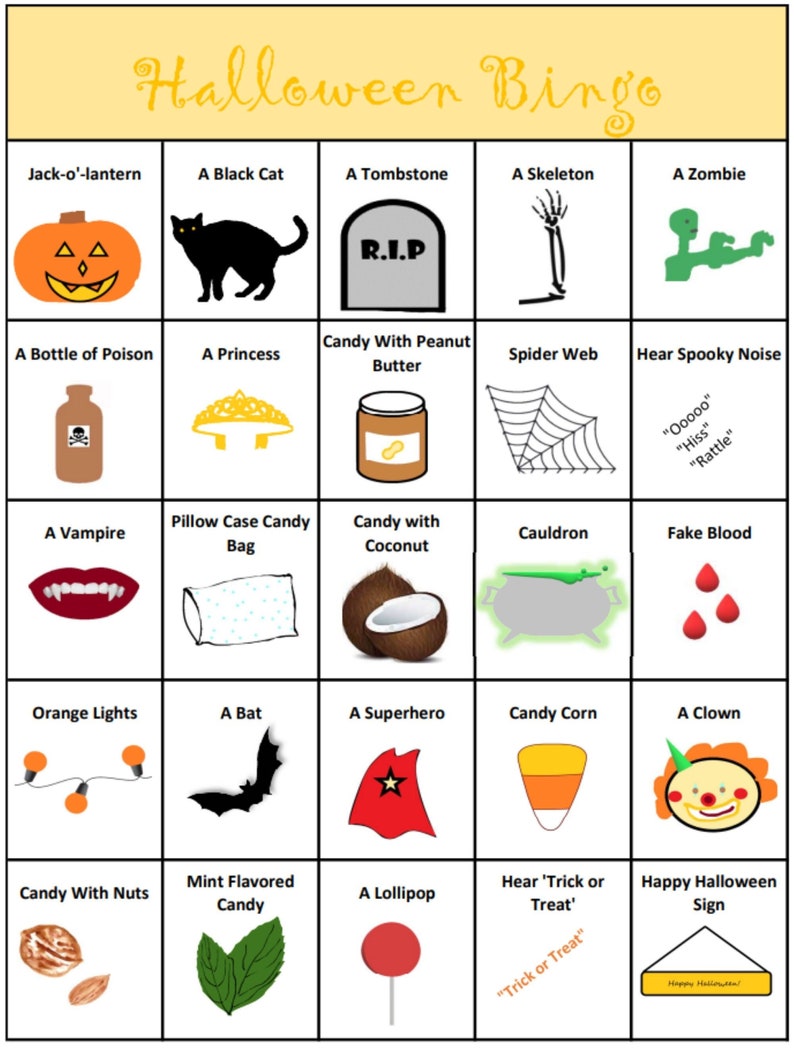 Printable Halloween Bingo Cards - Etsy