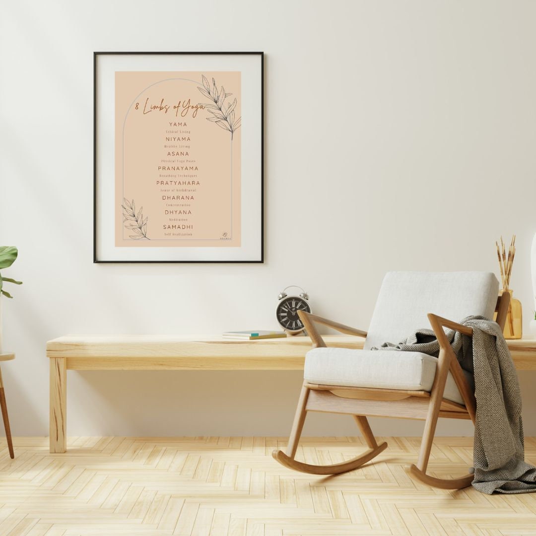 The 8 Limbs of Yoga Boho Poster for Yoga Studios Decor - Etsy
