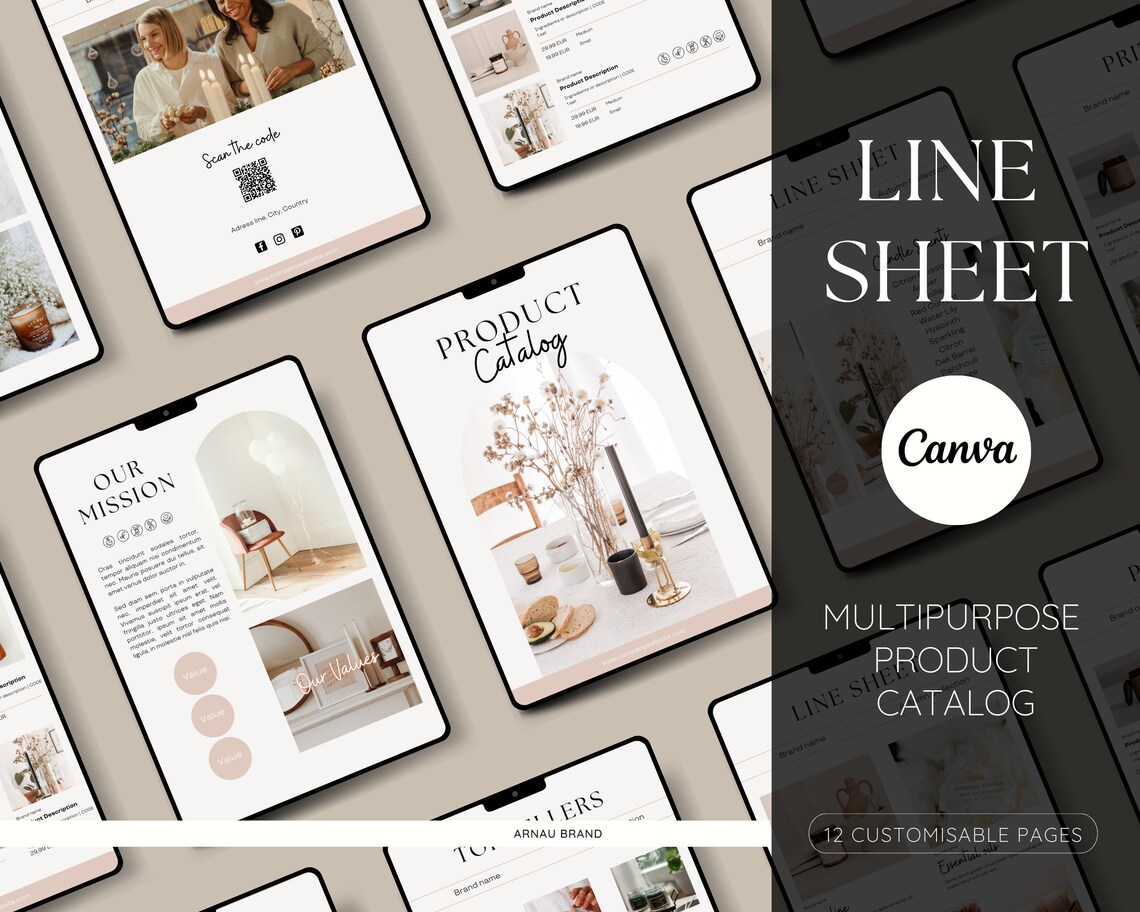 Editable Line Sheet Template Canva Product Catalog A4 - Etsy