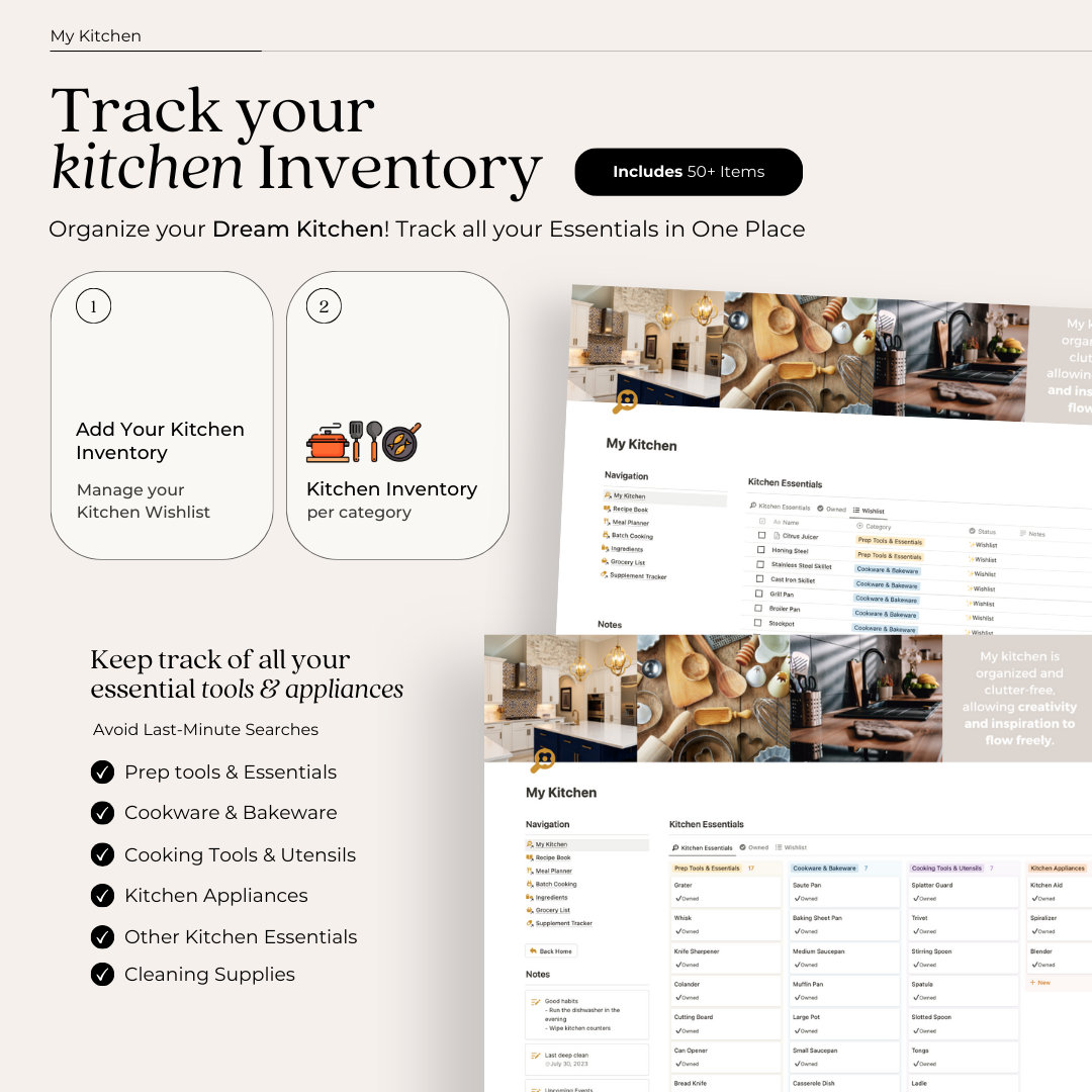 Meal Planner Notion Template Digital Meal Planner, Recipe Book, Kitchen ...