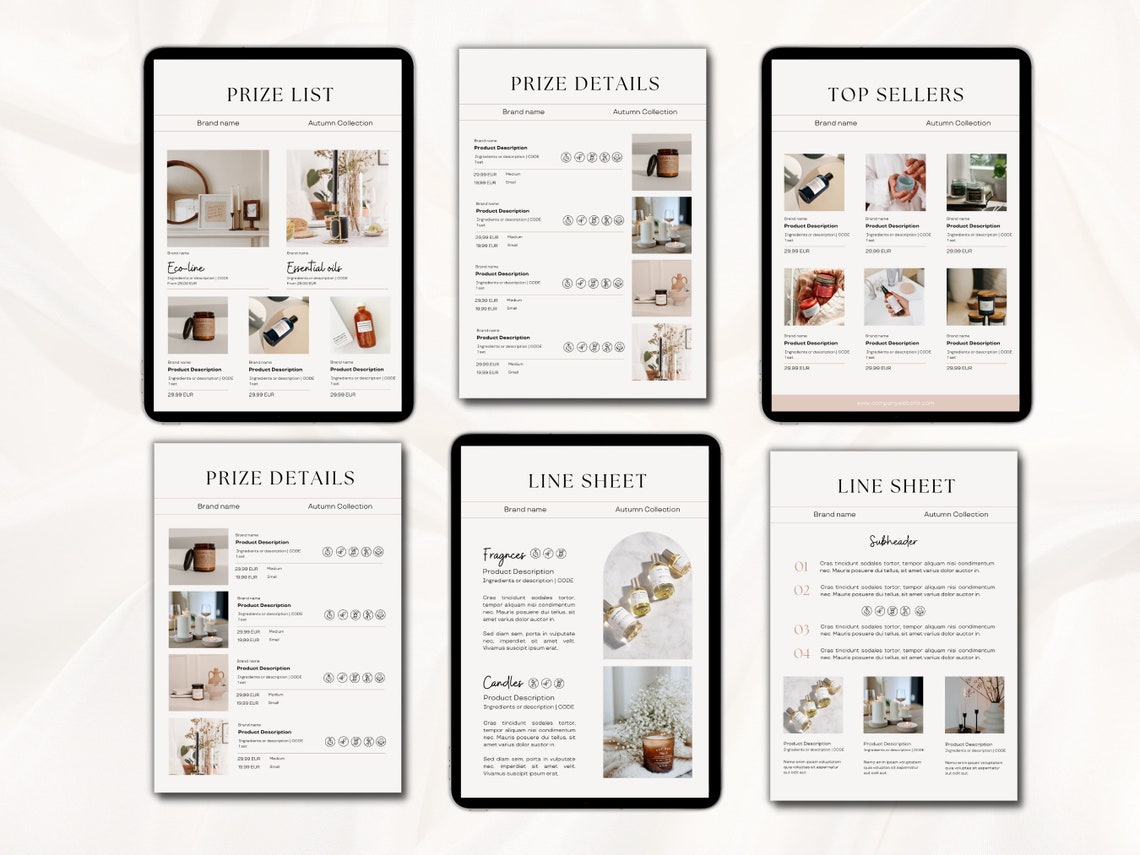 Editable Line Sheet Template Canva Product Catalog A4 | Etsy