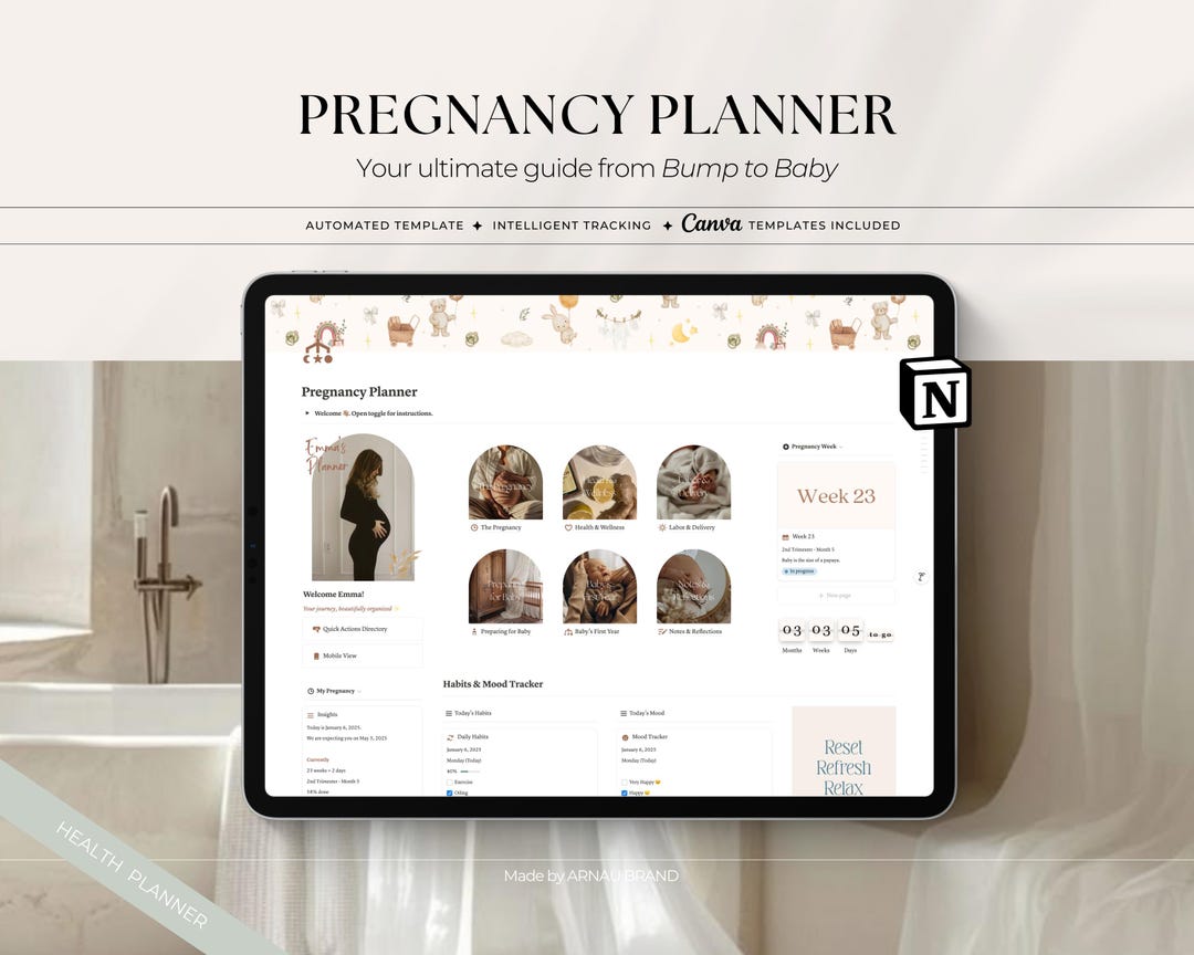 Pregnancy Planner Notion Template | Trimester Tracker & Baby's First ...
