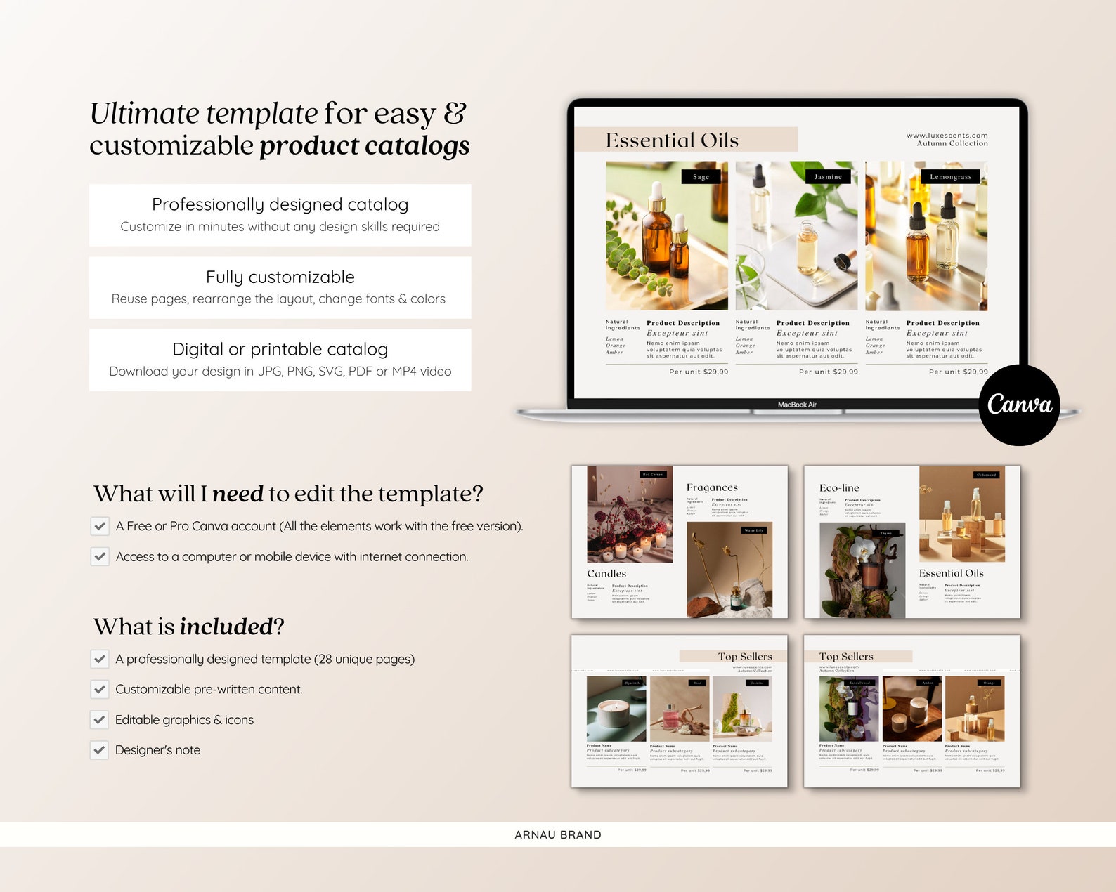 Product Catalog Template: Candle & Fragrance Line Sheet (canva Editable ...