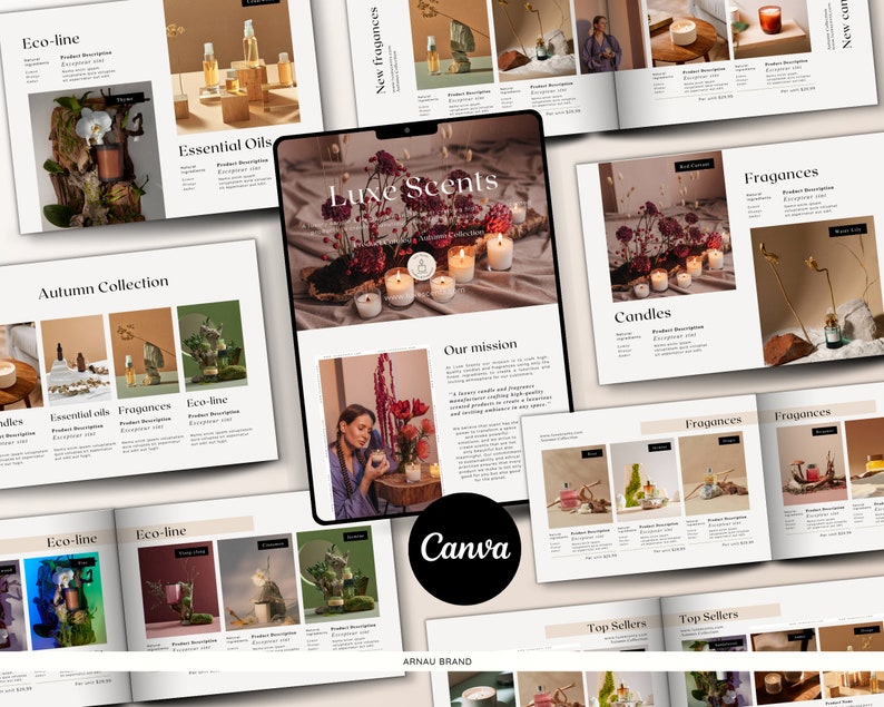 Product Catalog Template: Candle & Fragrance Line Sheet (canva Editable ...