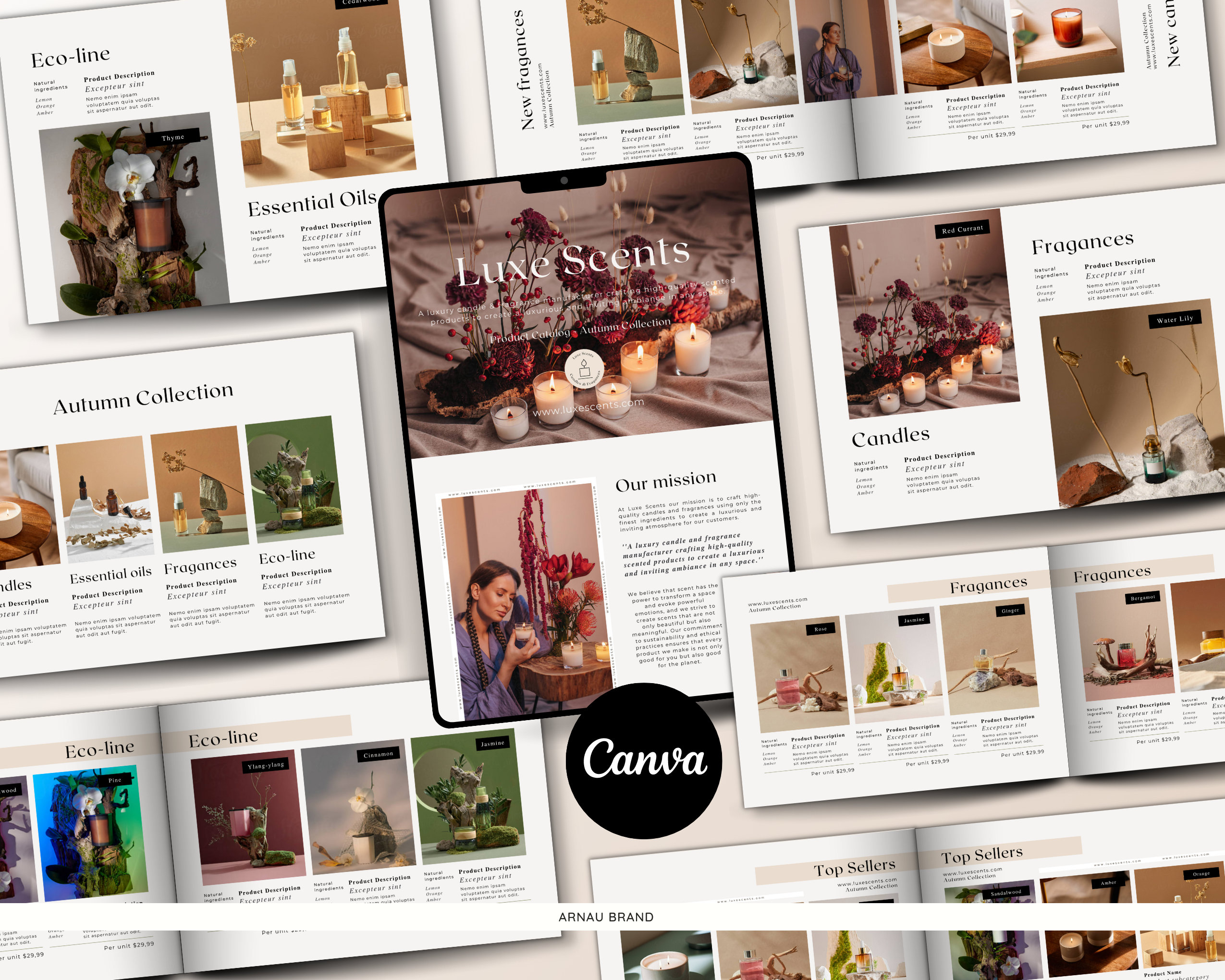 Product Catalog Template: Candle & Fragrance Line Sheet (canva Editable ...