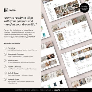 Glow up - That Girl Notion Template | All-in-one Planner | Planner ...