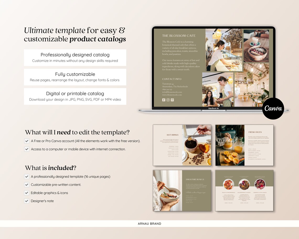 Cafe & Restaurant Menu | Pricing Guide Template for Canva | Editable ...