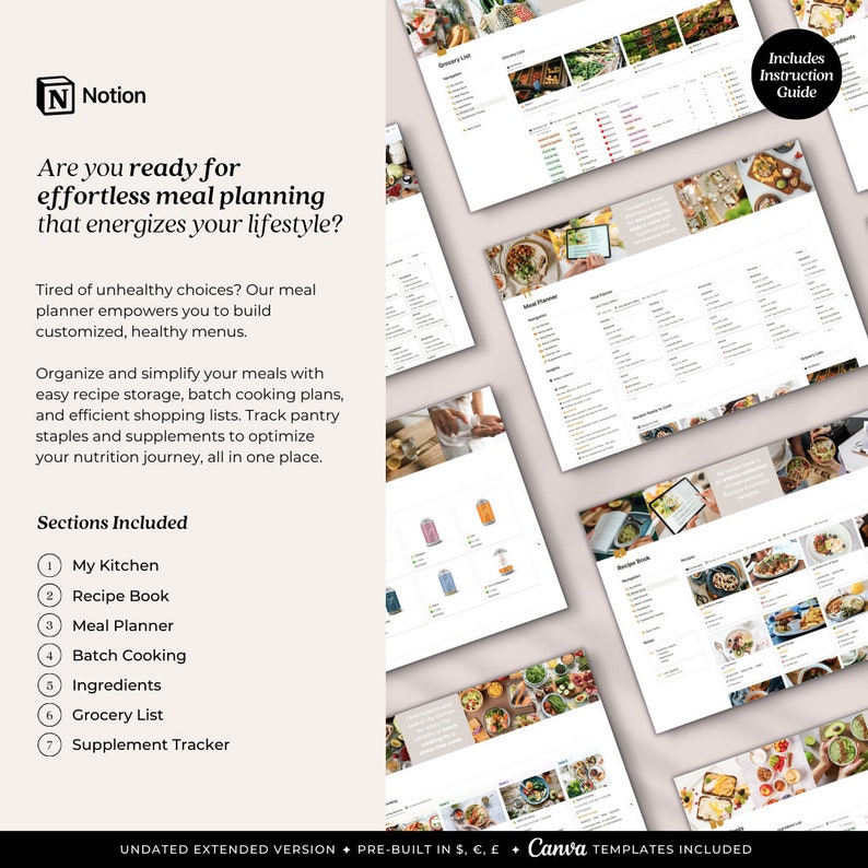 Meal Planner Notion Template | Digital Meal Planner, Recipe Book ...