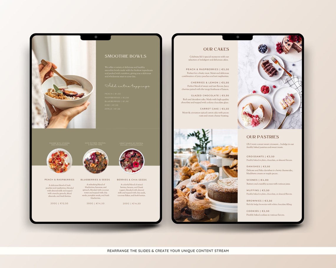 Cafe & Restaurant Menu Pricing Guide Template for Canva Editable ...