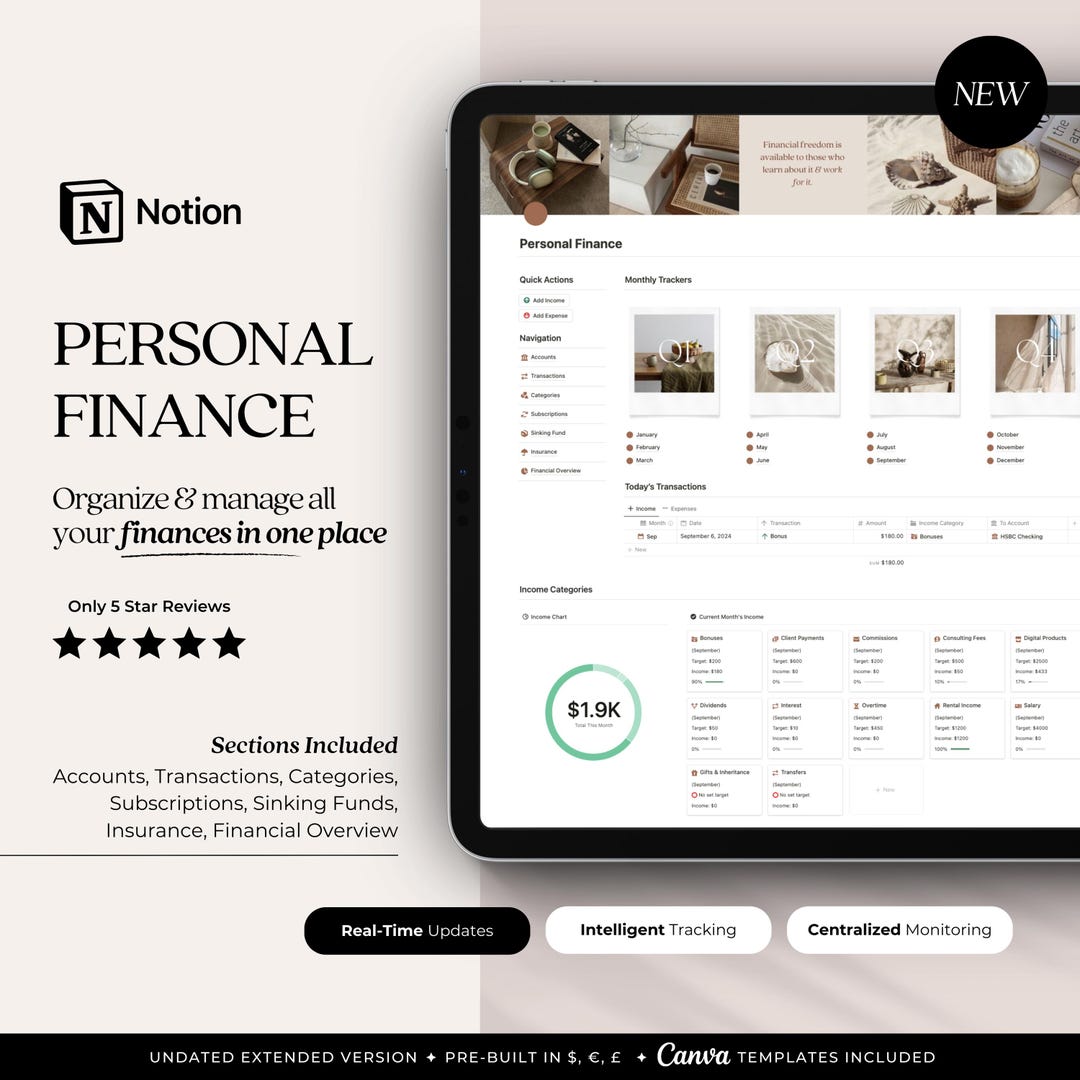 Ultimate Personal Finance Planner Notion Template With Charts | Track ...