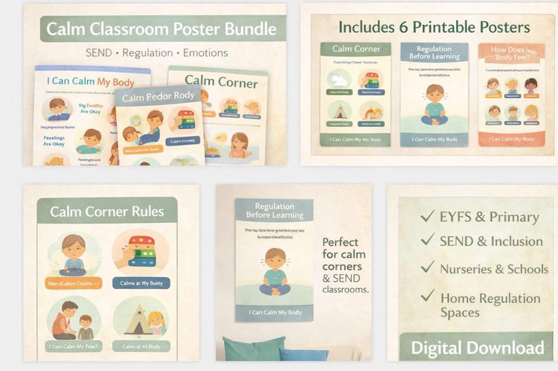 SEND Calm Corner Poster Bundle | Regulation & Emotions Posters | Autism ...