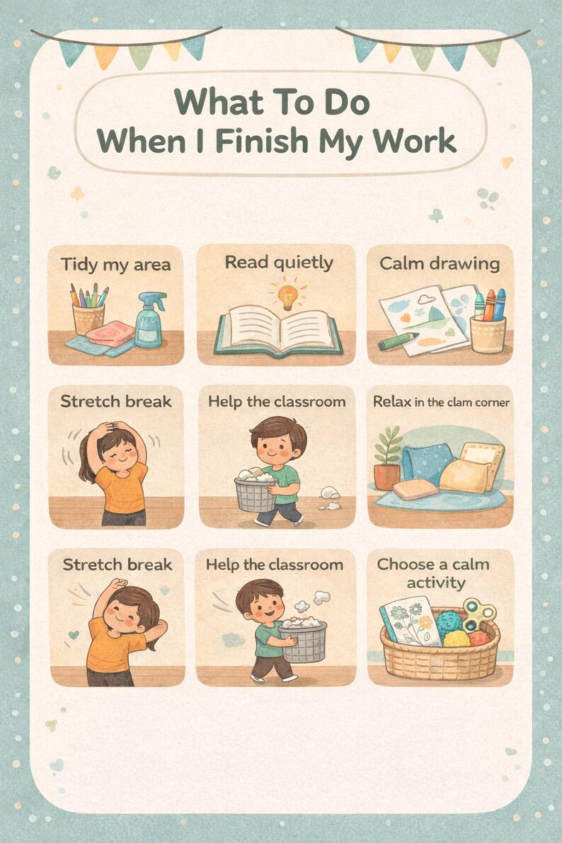 Visual Activity Poster for Kids | What to Do When I Finish My Work ...
