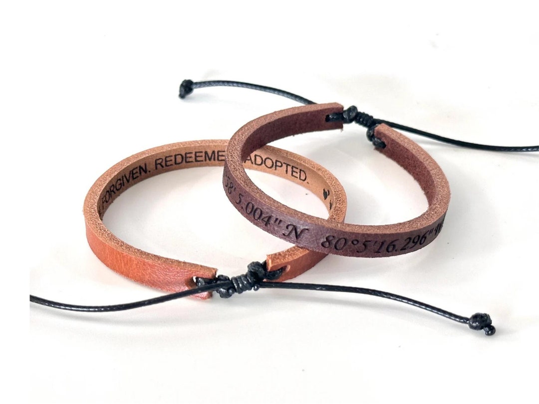 Leather Bracelet Adjustable Minimalist Custom Leather Bracelet Girls ...