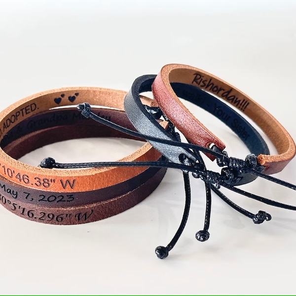 Custom Leather Bracelet - Etsy