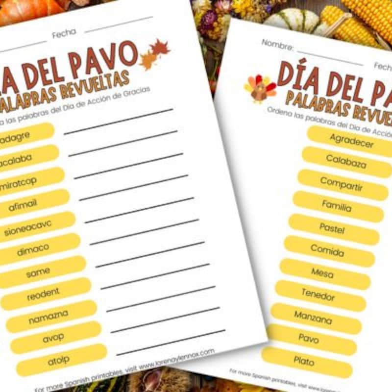 Thanksgiving Word Scramble - Etsy