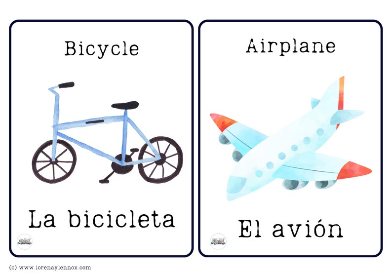 Bilingual Transportation Flashcards in Spanish: Educational Fun for ...