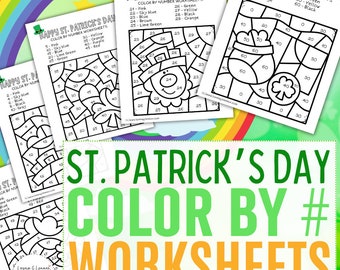 St. Patrick's Day Color-by-code Addition Worksheets: Fun Math Activity ...