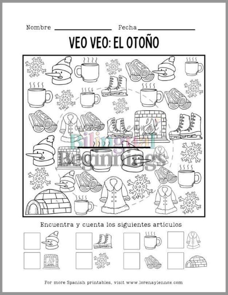 Winter I Spy Printable in Spanish - Etsy
