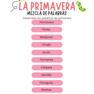Spring Word Scramble in Spanish - Etsy