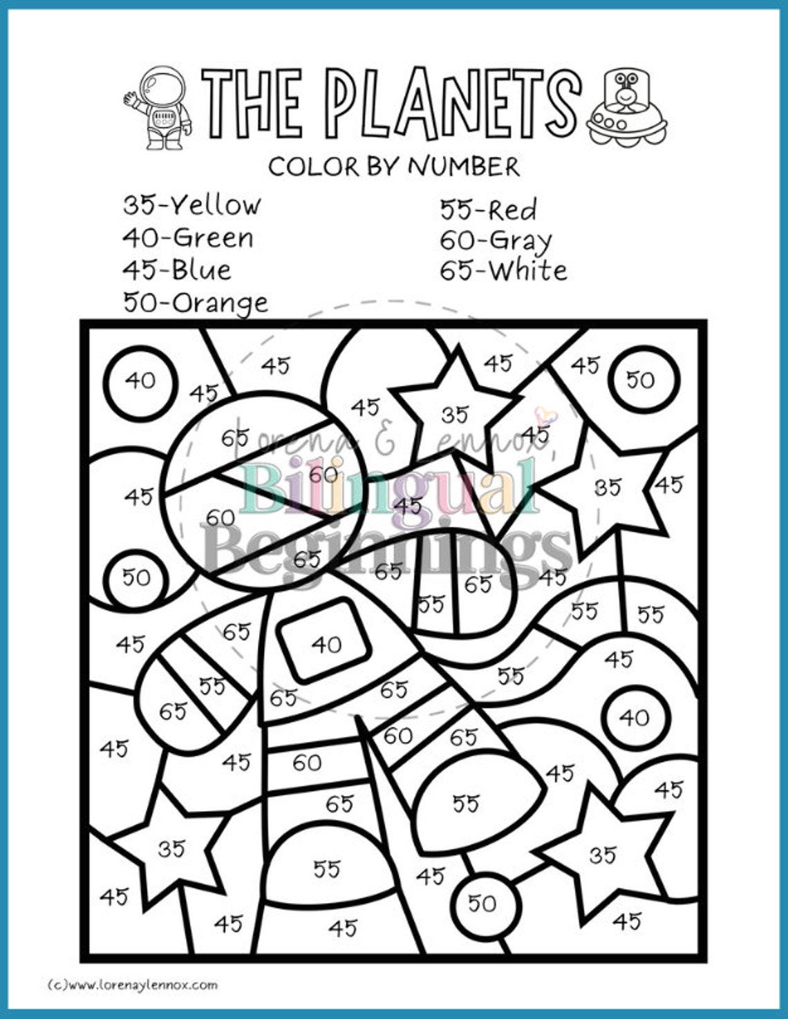 Space Color-by-number Printable Kit for Kids! - Etsy