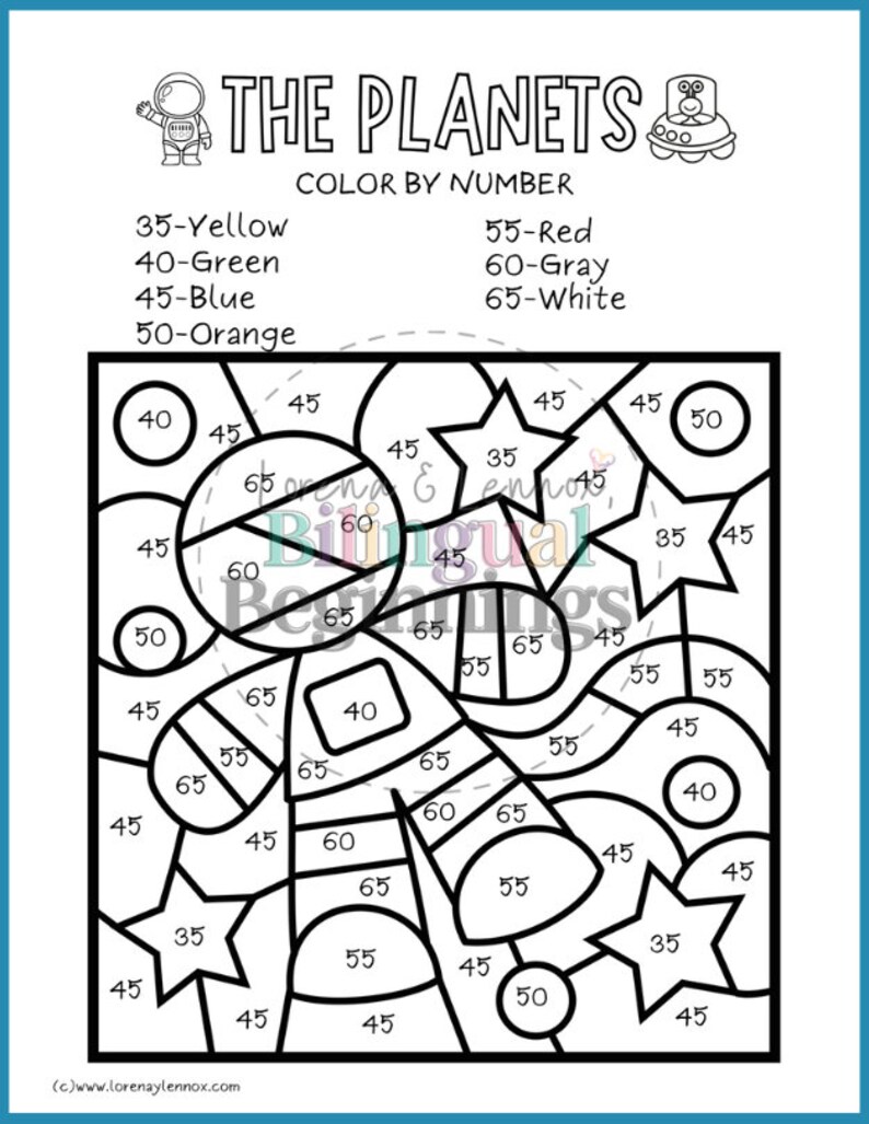 Space Color-by-number Printable Kit for Kids! - Etsy