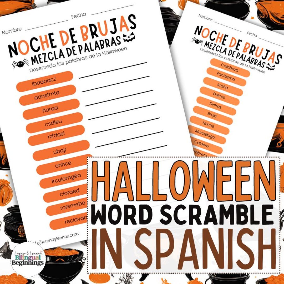 Halloween Word Scramble Printable in Spanish - Etsy