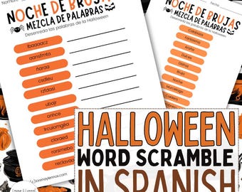 Halloween Word Scramble Printable in Spanish - Etsy