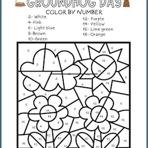 Groundhog Day Color by Number Printables (english) - Etsy