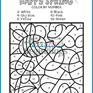 Spring Color by Number Printables - Fun for All Ages! - Etsy
