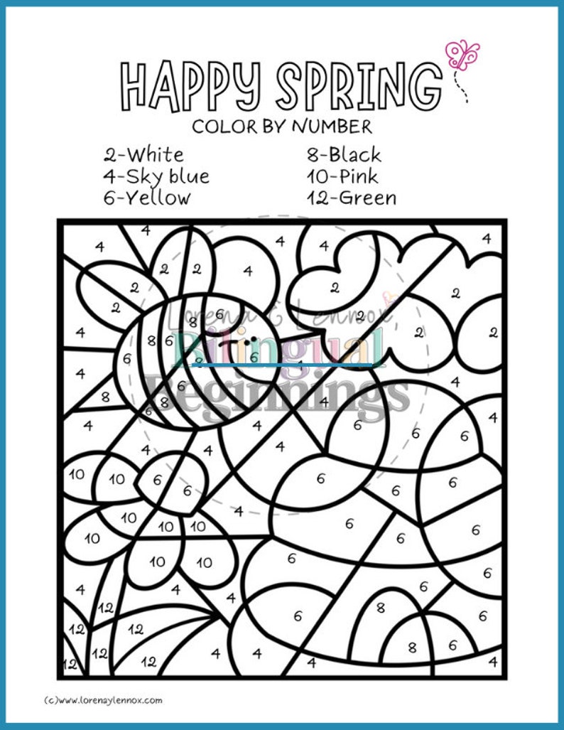 Spring Color by Number Printables - Fun for All Ages! - Etsy