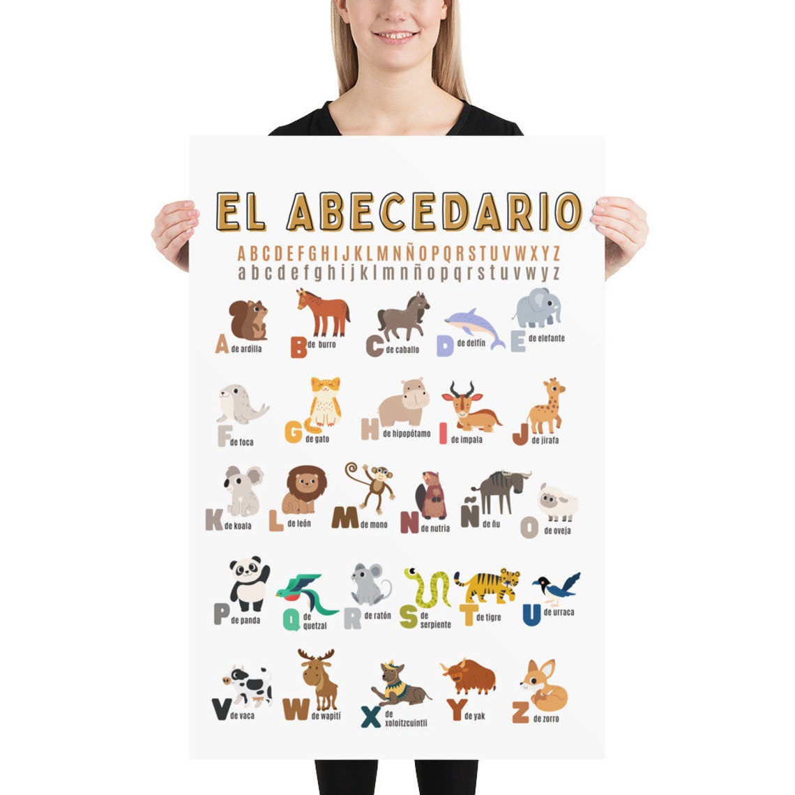 Spanish Animal Alphabet Poster - Etsy