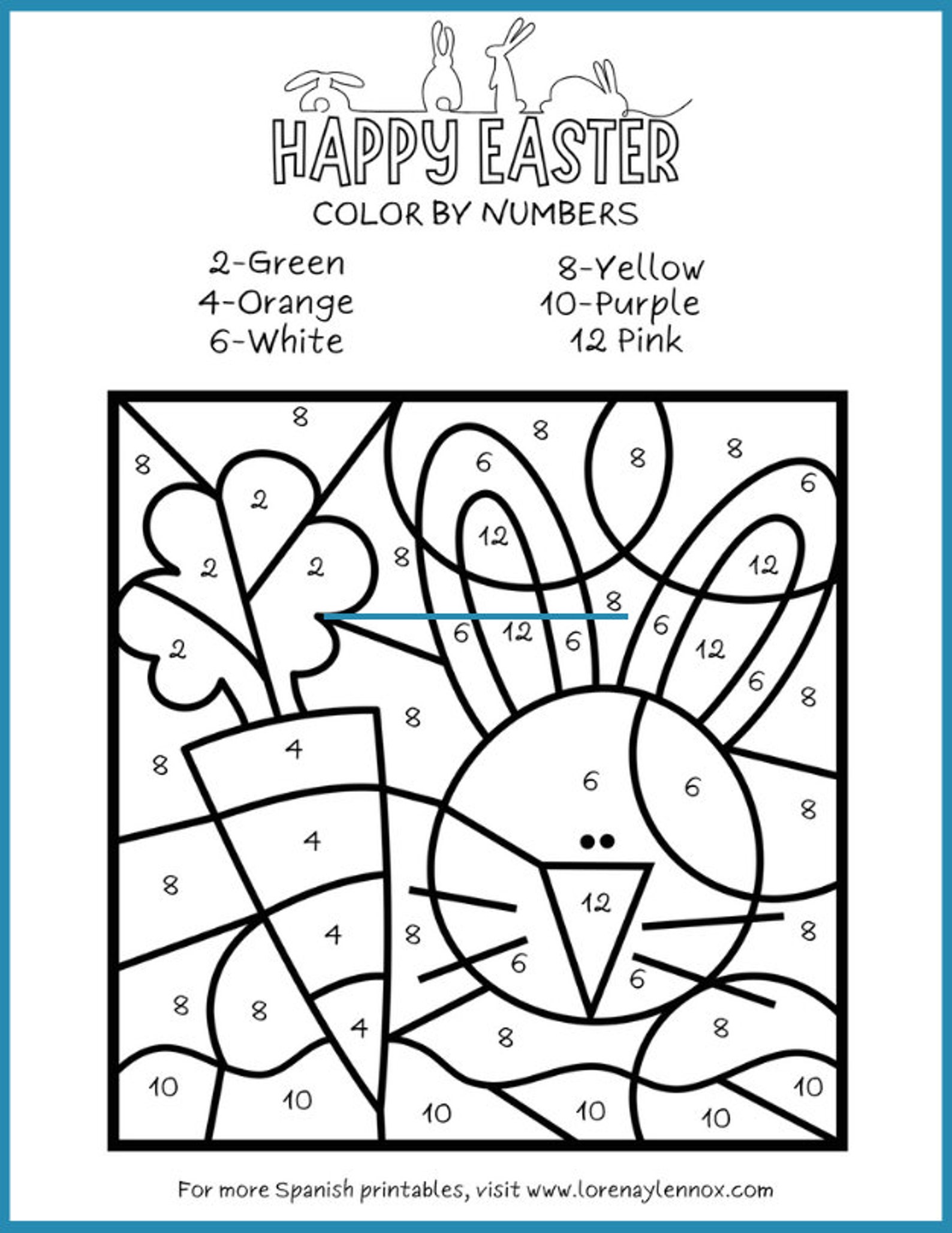 Easter Color by Number Printables (ENGLISH) - Etsy