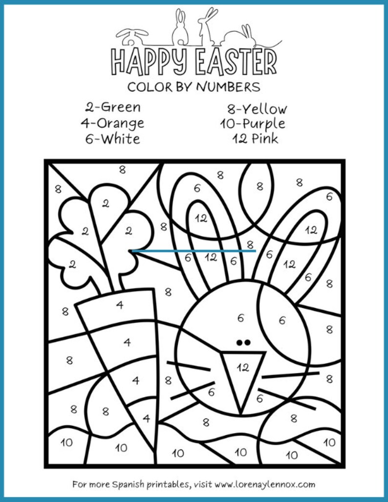 Easter Color by Number Printables (ENGLISH) - Etsy