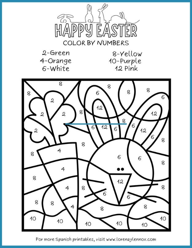 Easter Color by Number Printables (ENGLISH) - Etsy