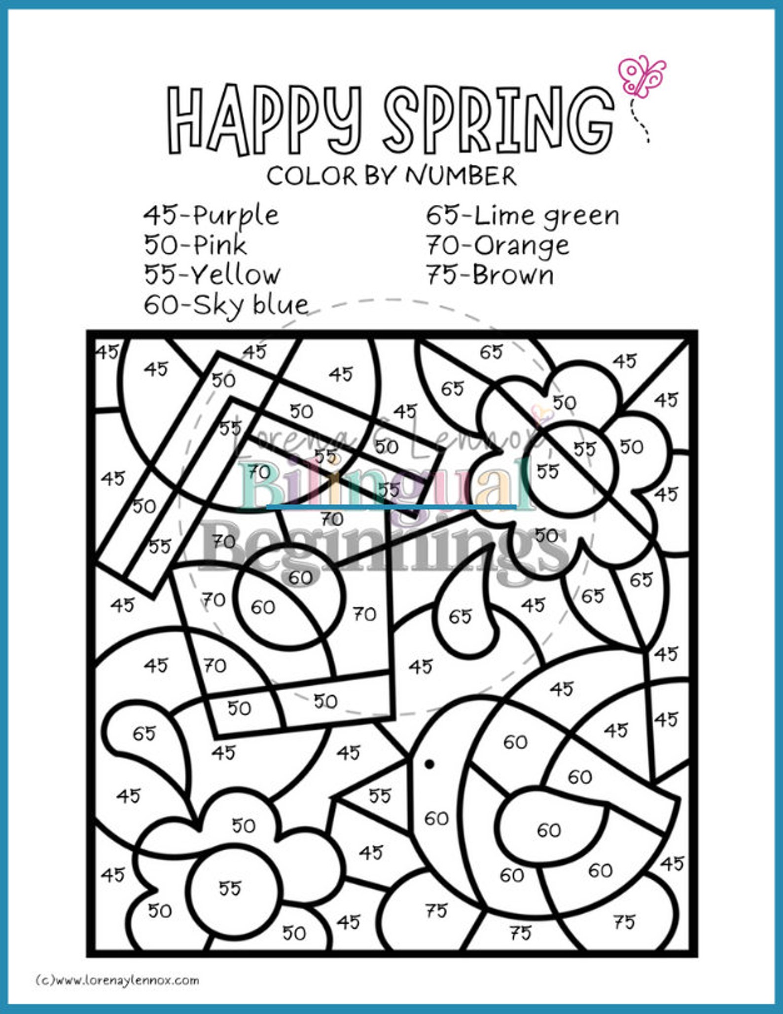 Spring Color by Number Printables - Fun for All Ages! - Etsy