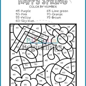 Spring Color by Number Printables - Fun for All Ages! - Etsy