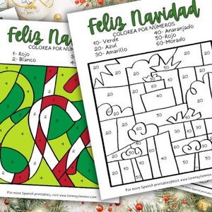 Christmas Color by Number Coloring Pages in Spanish - Etsy