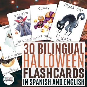 30 Bilingual Halloween Flashcards in Spanish and English | Halloween ...