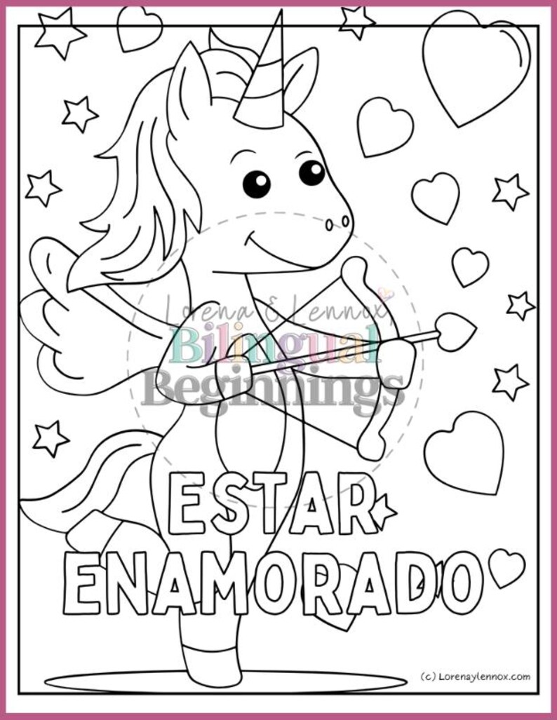 Valentine's Day Coloring Pages in Spanish - Etsy