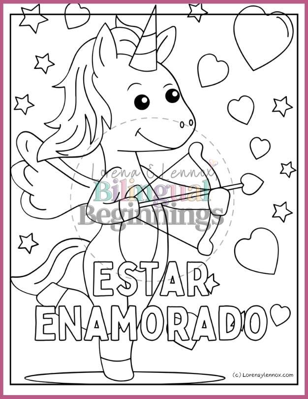 Valentine's Day Coloring Pages in Spanish - Etsy