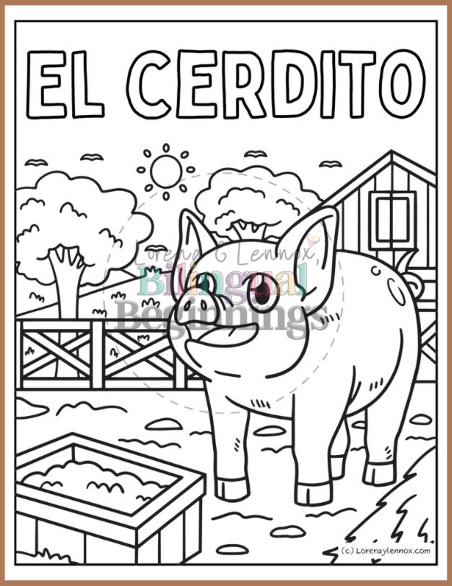 Farm Animal Coloring Pages in Spanish - Set of 10 - Etsy