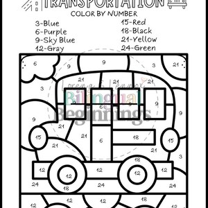 Transportation-themed Color by Number Printables - Engaging Educational ...