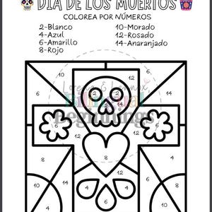 8 Day of the Dead Color by Number Printables in Spanish - Etsy