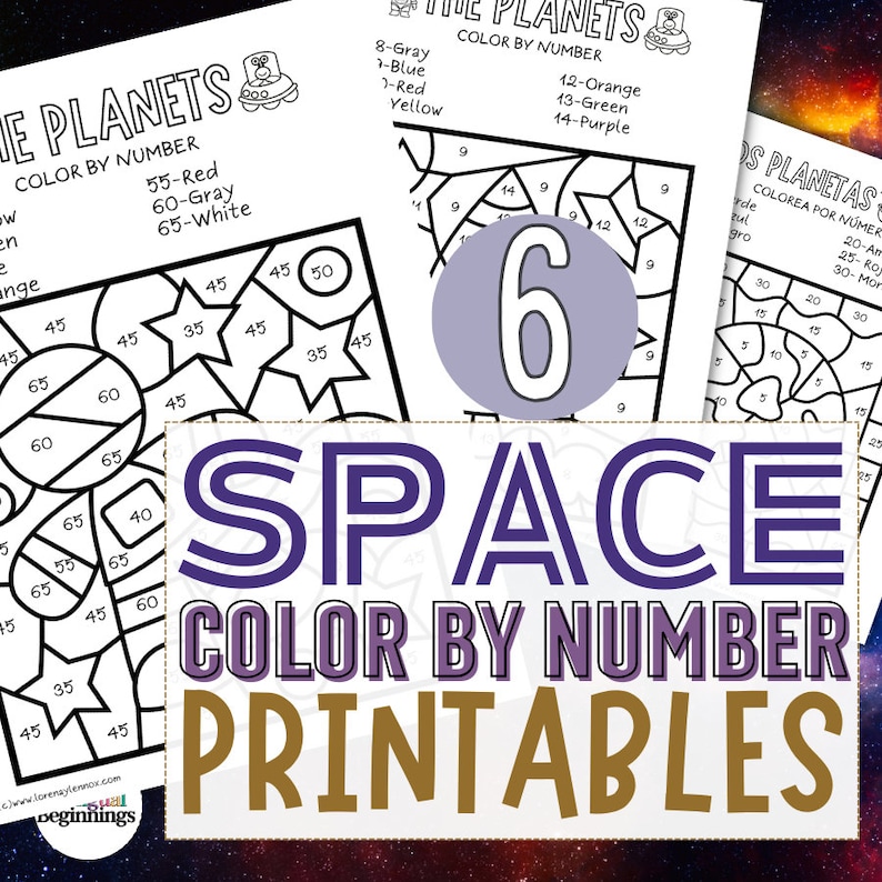 Space Color-by-number Printable Kit for Kids! - Etsy
